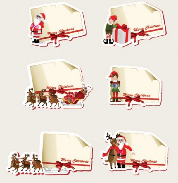 Christmas Santa Claus banners frames set about Reindeer santa Holiday ...
