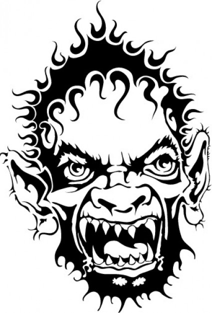 Monster Face Clipart Black And White